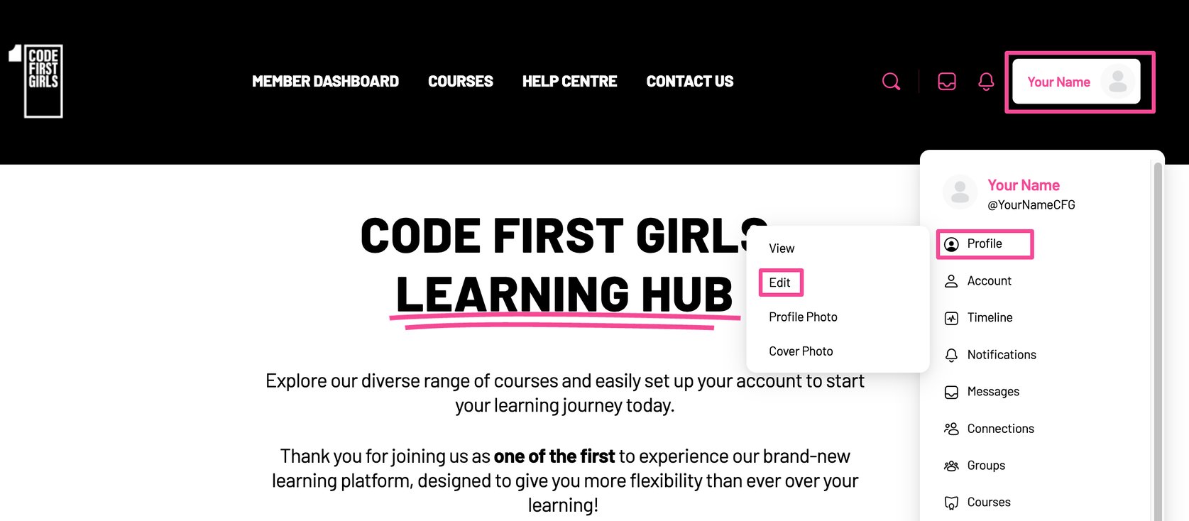 How Do I Manage My Learning Hub Account and Profile?