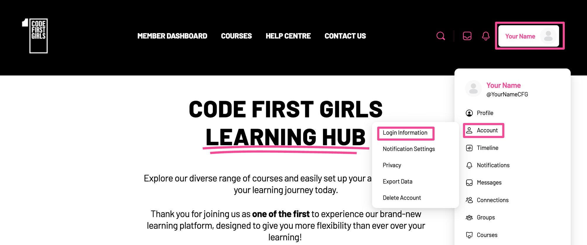 How Do I Manage My Learning Hub Account and Profile?